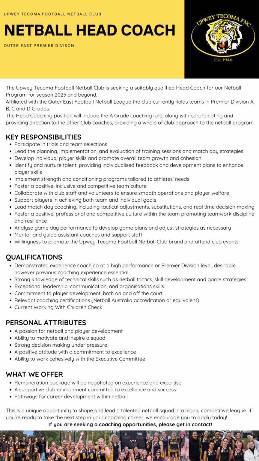 Volunteers and Coaching – Outer East Football Netball